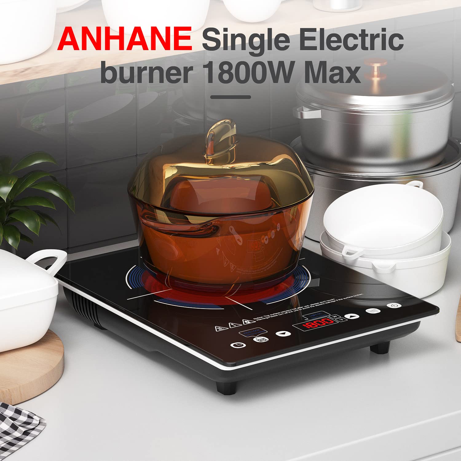 Electric Cooktop 30 Inch 4 Burner Built-in Electric Stove Top, 220V 7200W Electric Ceramic Cooktop, 9 Heating Levels, Timer & Kid Safety Lock, Suitable for all Cookware, without Plug