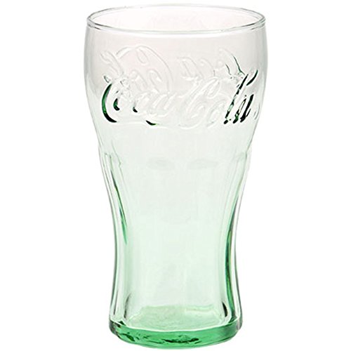 Genuine Coca-Cola Green Glass, Contour Glass Set of 4-16 oz. As Timeless as They are Functional! Vintage Inspired and Made of Georgia Green Glass, Embossed Coca-Cola Logo. A Classic Bell (4)
