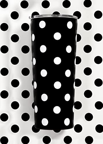 Kate Spade New York Cute Stainless Steel Mug, 24 Ounce Travel Tumbler, Double Wall Insulated Cup with Lid, Picture Dot (Black/White)