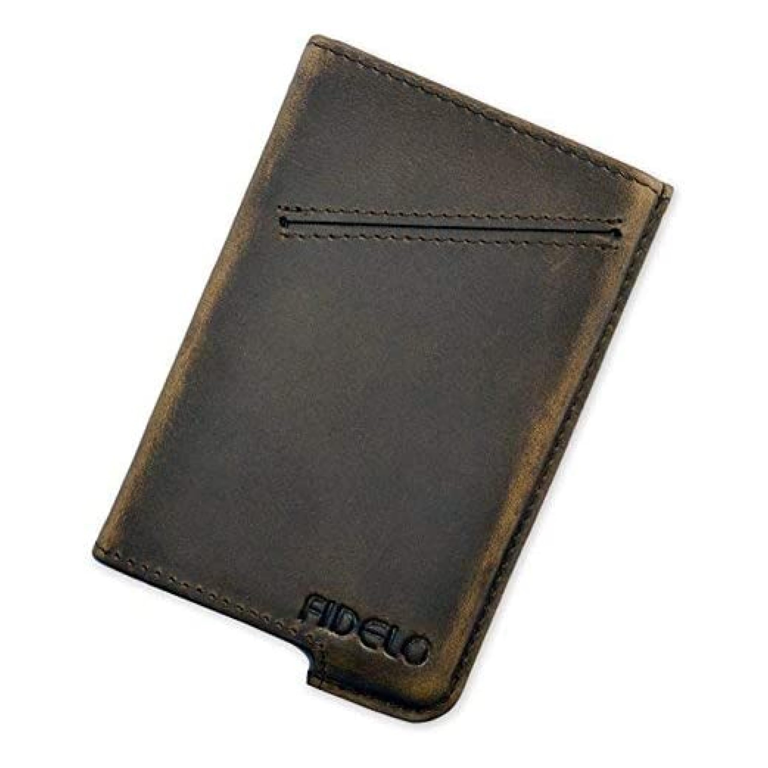 Fidelo Leather Case For Carbon Fiber/Aluminum pop up wallet - Crazy Horse Leather Case Slim Wallets, Perfect Minimalist Wallet CASE For Men - Leather CASE ONLY - Rustic Brown