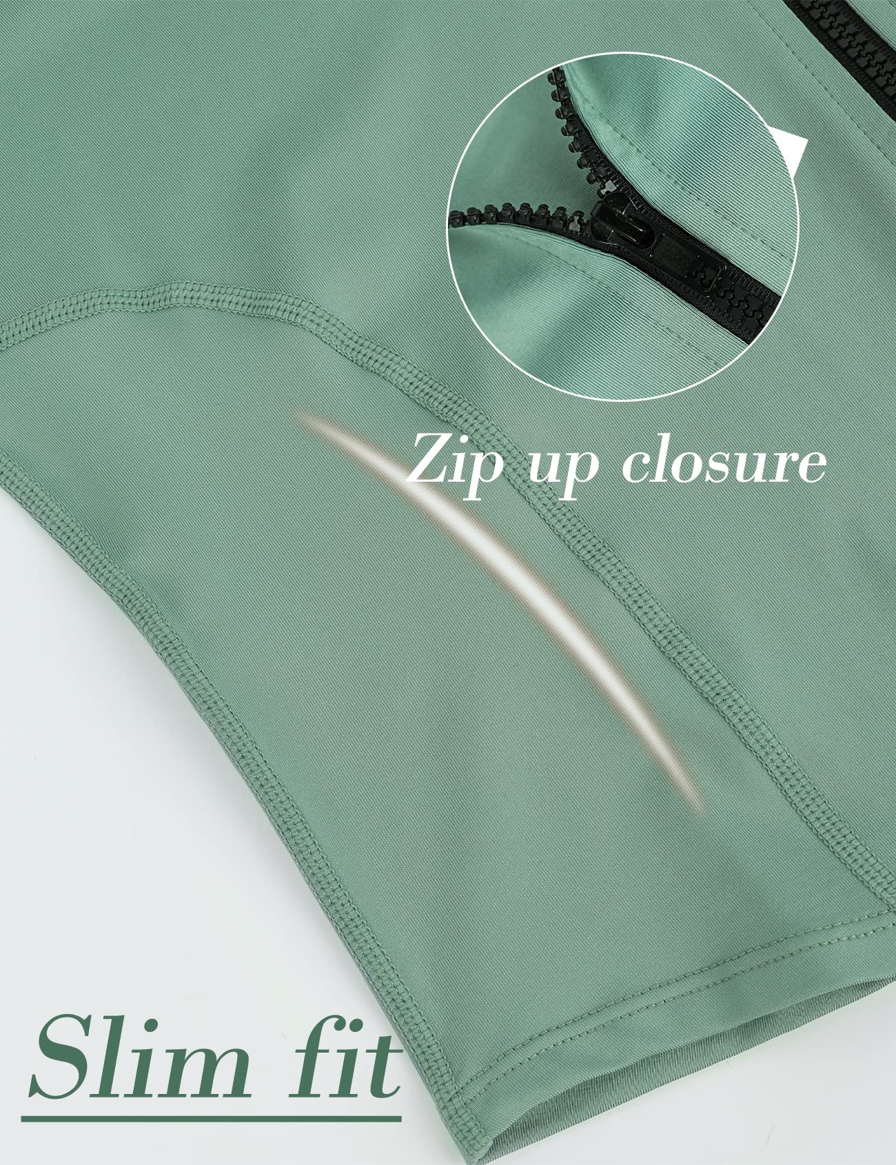 Gihuo Women's Athletic Full Zip Lightweight Workout Jacket with Thumb Holes(LightGreen-S)