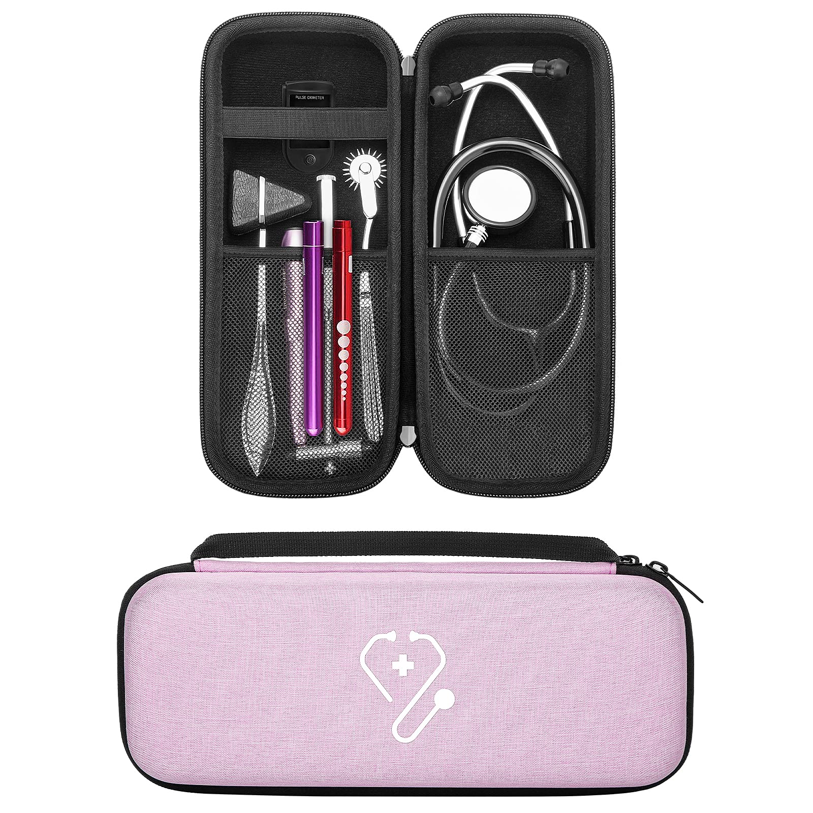 YINKE Stethoscope Case for 3M Littmann Classic III/Cardiology IV/Lightweight II S.E. & MDF Acoustica Stethoscope, Hard Organizer Storage Bag for Nurses and Doctors Accessory (Pink)