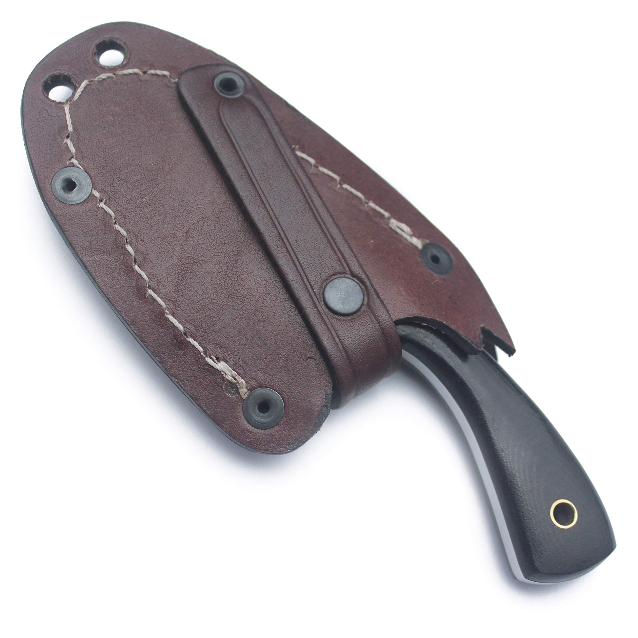 GCS Handmade Skinning and Tactical Knife with Full Tang Black Micarta Handle, Leather Sheath, Right Hand Cross Draw & Right Hand Vertical Carry- GCS 270