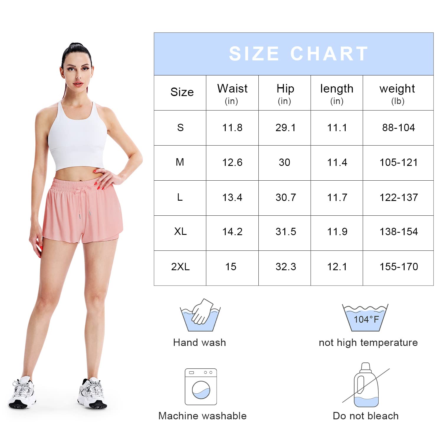 Guooolex Women's Flowy Workout Running Shorts, Pockets Quick Dry Athletic Shorts 2 in 1 High Waisted Biker Gym Yoga Shorts Pink