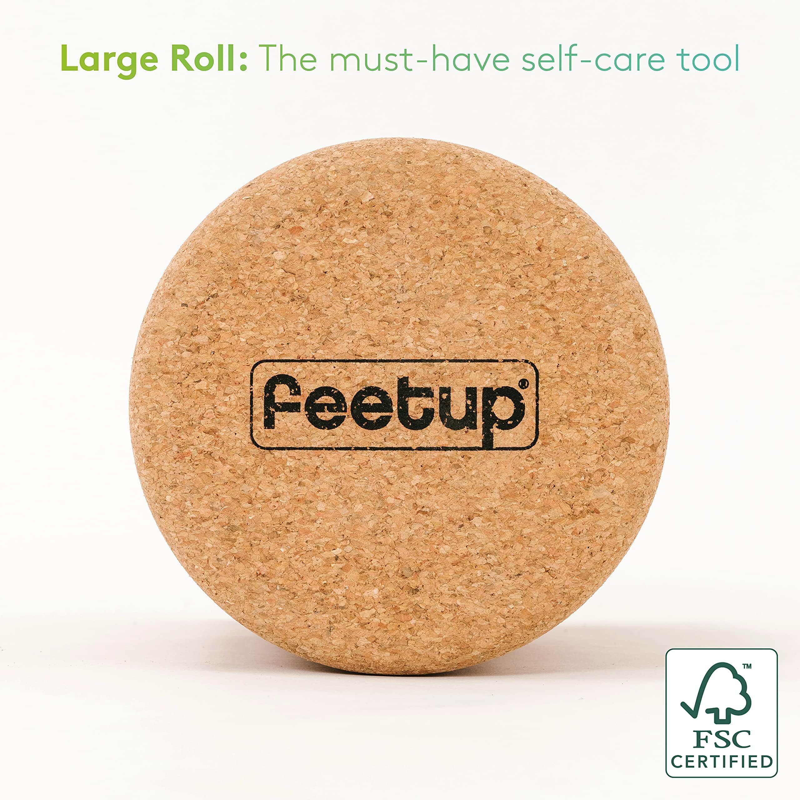 FeetUp - Cork Back Roller, Eco-Friendly No Foam, Massage Roller for Neck, Back & Legs, Deep-Tissue Massage, Tension Release, Trigger Points, Muscle Knots & Yoga Therapy (Extra Large)