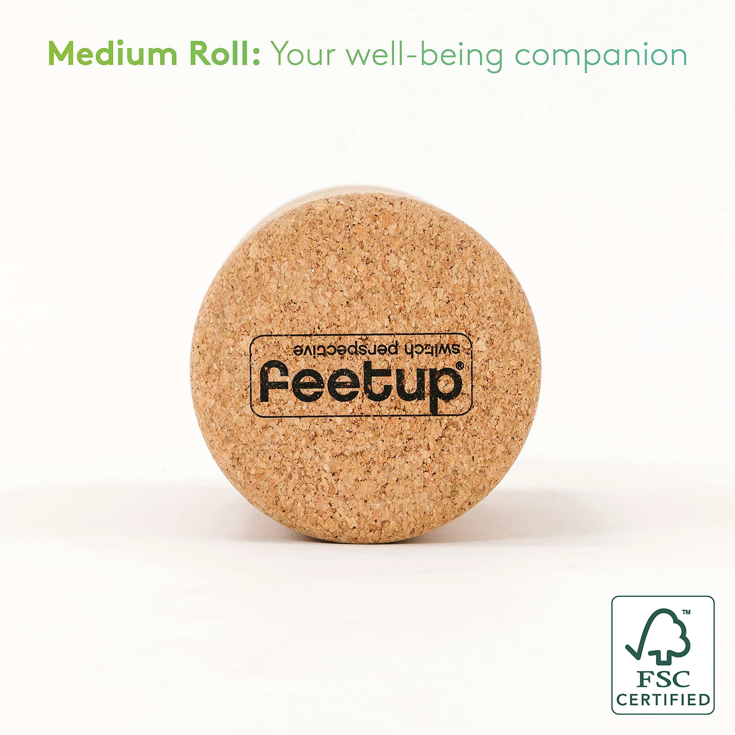 FeetUp - Cork Back Roller, Massage Roller for Neck, Back & Legs, Muscle Roller for Deep-Tissue Massage, Alternative to Foam Roll or Massage Ball Roller, Must-Have Roller Massager, Medium