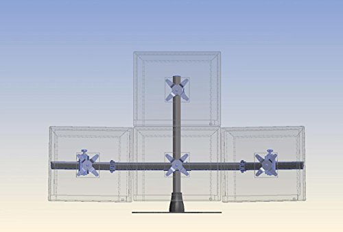 Ergotech 1 x 3 Quad Desk Stand with 28-Inch Pole - Black (100-D28-B13)