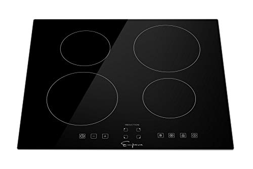 Empava 24 Inch Electric Stove Induction Cooktop with 4 Power Boost Burners Smooth Surface Vitro Ceramic Glass in Black 240V