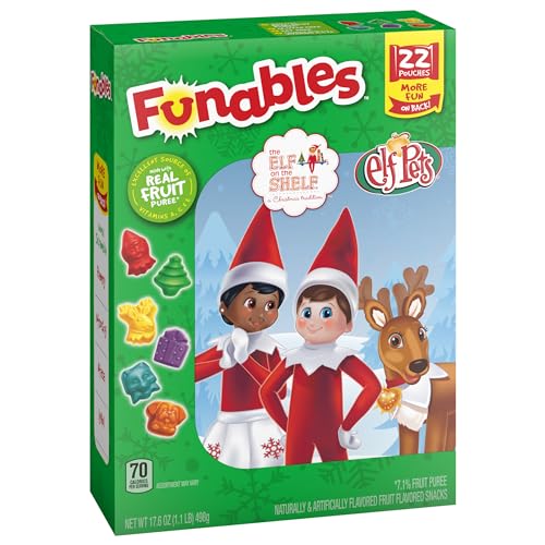 Funables Elf on the Shelf Holiday Fruit Snacks, 22ct Box - Perfect for Stocking Stuffers, Holiday Treats, and Lunchbox Favorites