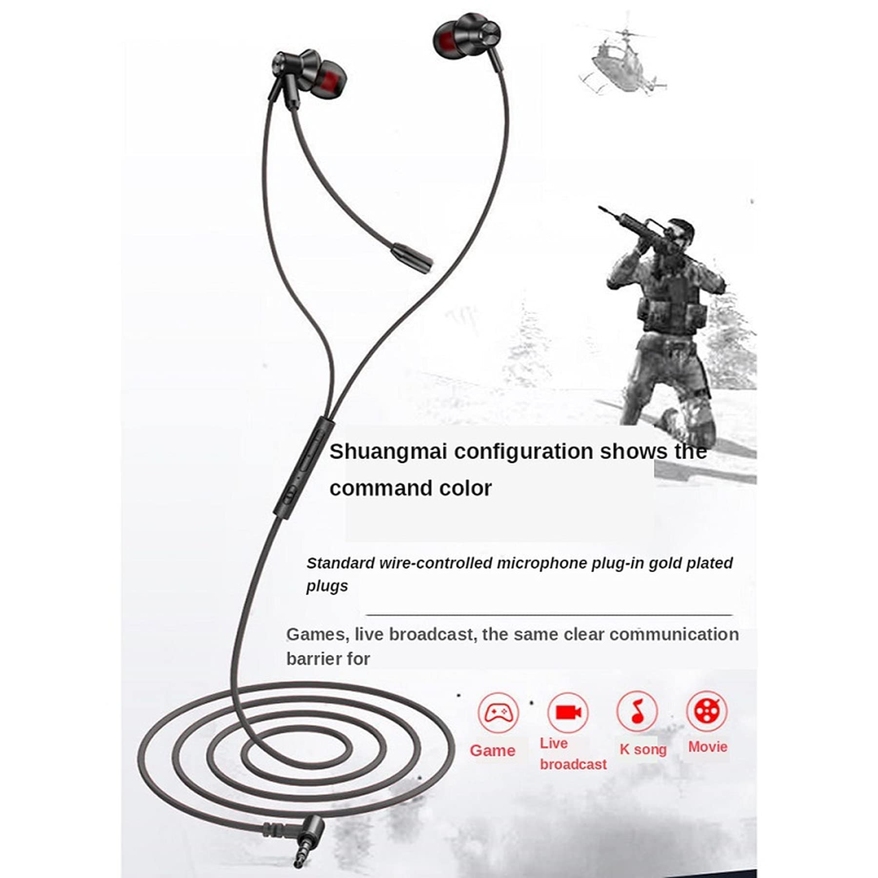 Gaming Earbuds 3.5mm Jack with Microphone Headset with Detachable Mic Volume Control Earbuds Metal Shell Earphone Gamer Noise Cancelling Wired Headphone for PS4, Nintendo, PC Laptop, Phones (Black)