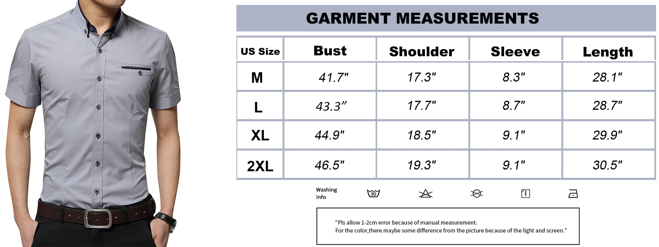 FLY HAWK Men's Short Sleeve Casual Button Down Shirts, Slim Fit Contrast Collared Summer Button Up Shirts for Men Pink Medium