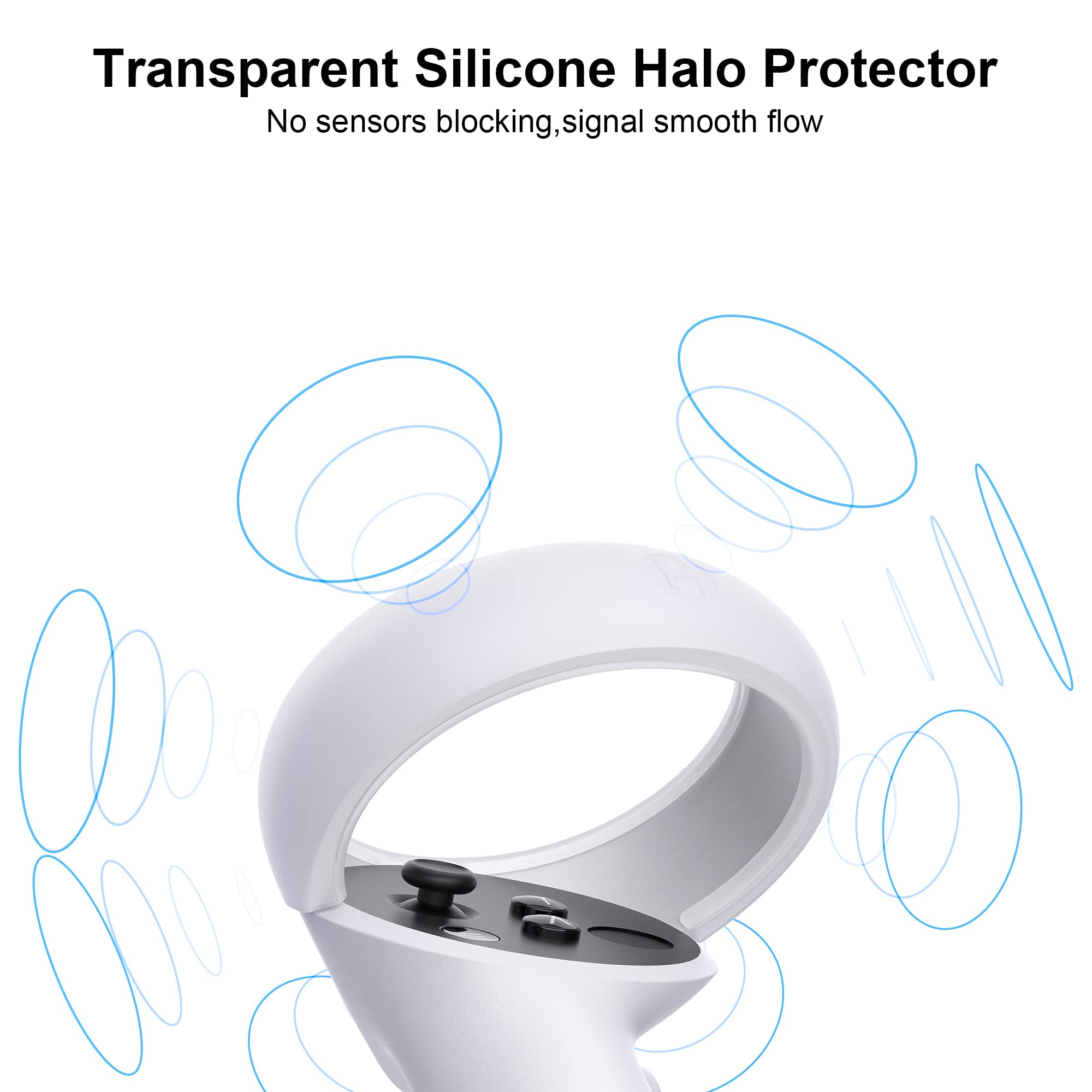 Hzlucki Halo Silicone Controller Cover Compatible with Oculus Meta Quest 2 Controller, Soft Silicone Grips Cover, 1Pair / White