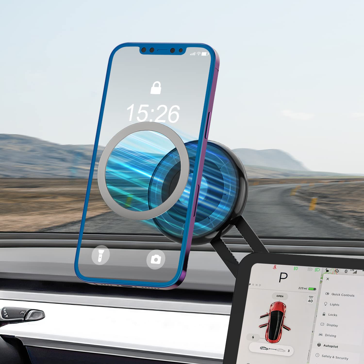 JUBOR Car Phone Holder, Powerful Magnetic car Phone Holder, Foldable and Hidden car Bare Machine Holder for iPhone 14, 13, and 12 Pro Max Plus