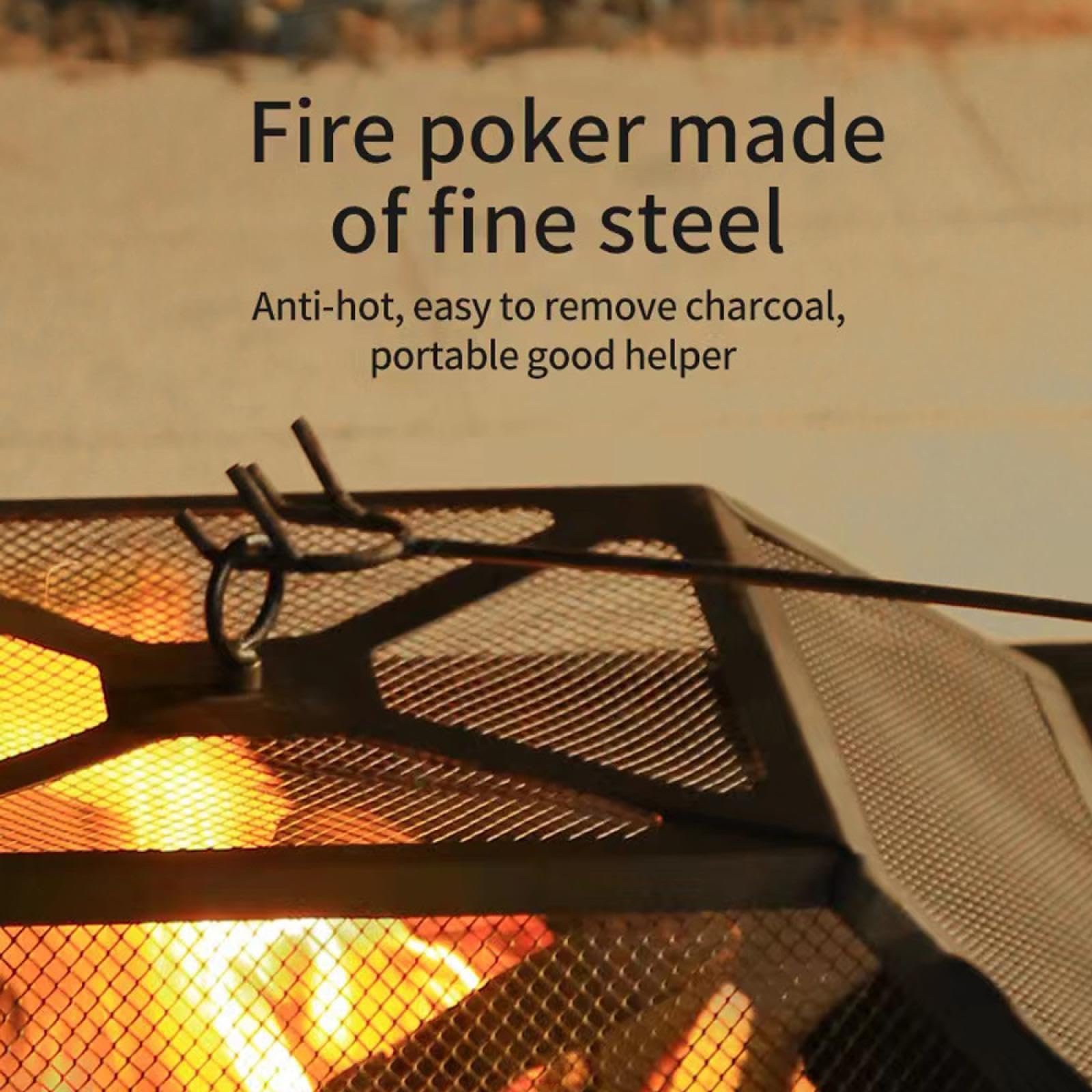 Fire Pit 32'' Wood Burning Firepit Metal Square Outdoor Fire Tables Steelfire Pit Bowl with Spark Screen Cover, Poker Log Grate for Patio Bonfire Camping Backyard Garden Picnic