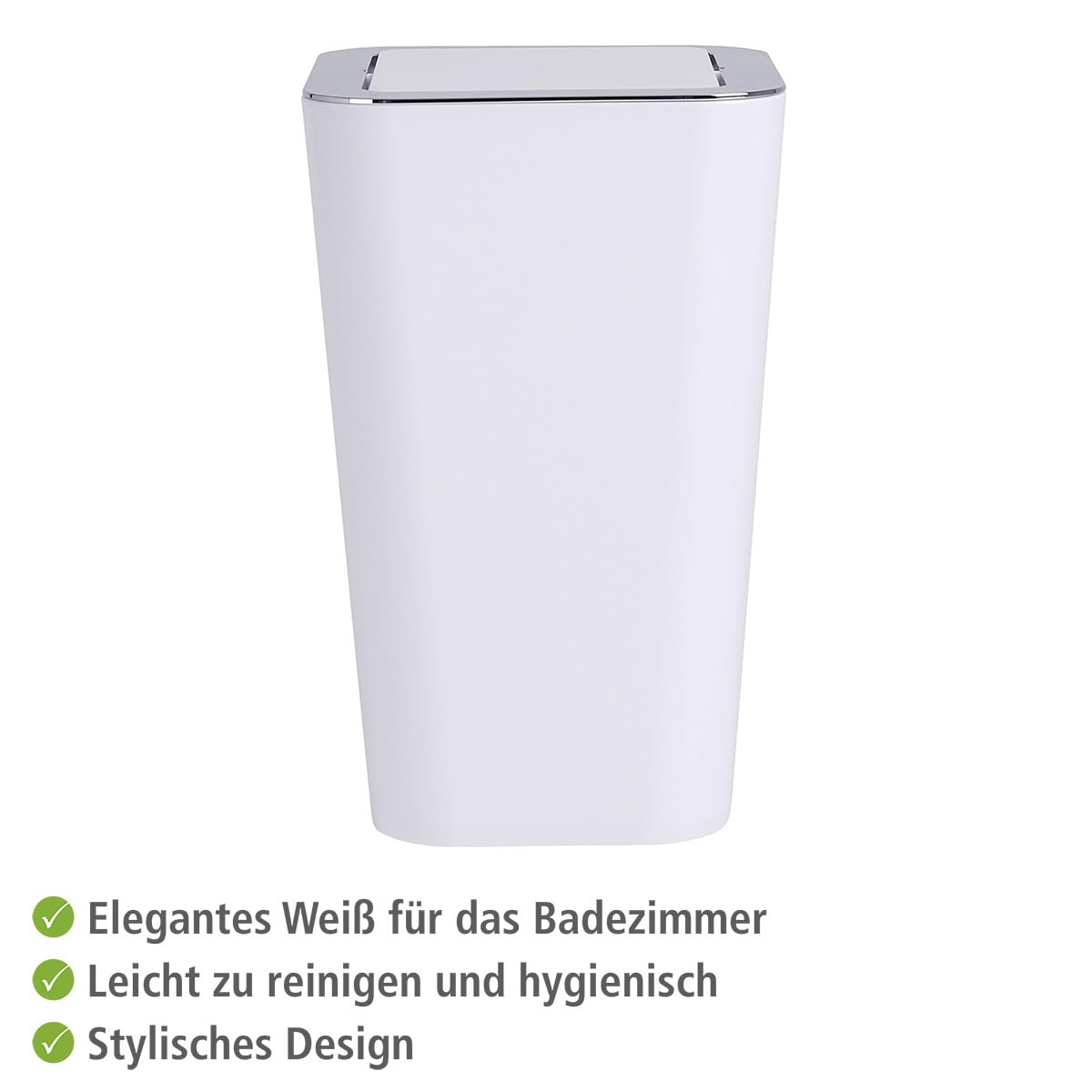 WENKO Small Trash Can with Swing Top Lid, Mini Waste Basket, Stylish Garbage Bin for Bathroom, Bedroom, Kitchen, 1.6 Gallon, 7.1 x 11.2 x 7.1 in, White