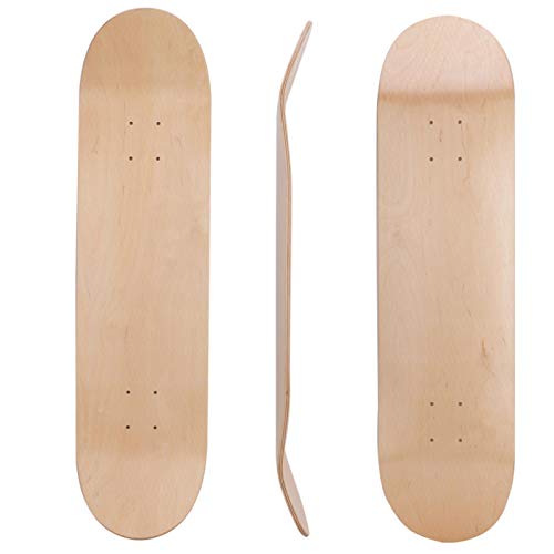 FastUU Skateboard Deck, Eco-Friendly Maple Wood Skateboard Double-Warped Skateboard Deck Concave Board Accessory, with Clear Wood Texture, for Skate Scooter