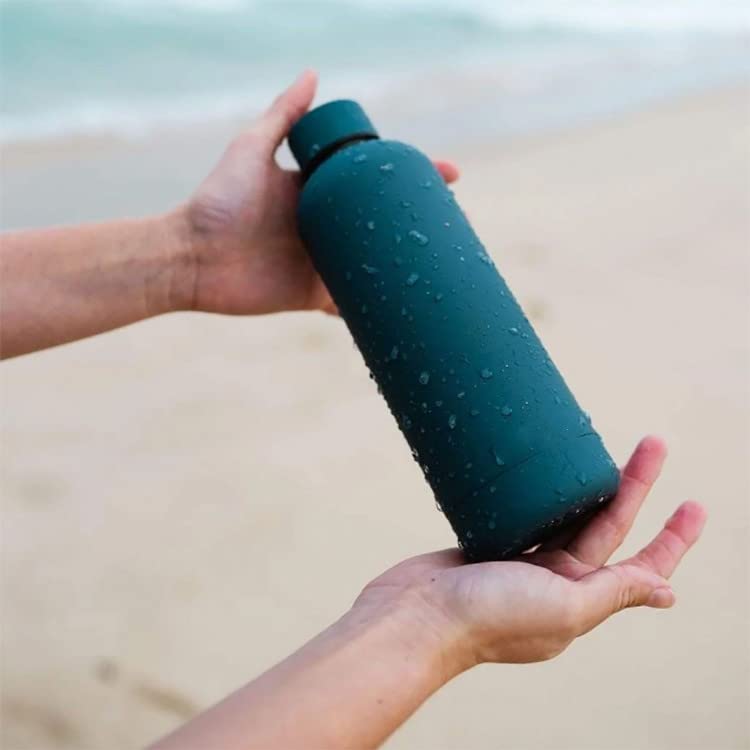 Gteller Double Wall 18/8 Stainless Steel Narrow Mouth Vacuum Flask, Thermal Sports Water Bottle keeping warm and cold (500ml, Dark Green)