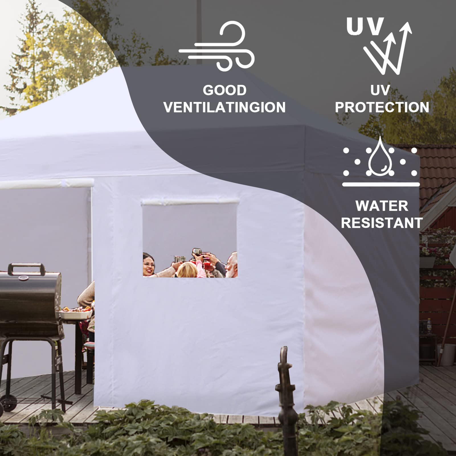 Eurmax USA Full Zippered Walls for 10 x 15 Easy Pop Up Canopy Tent,Enclosure Sidewall Kit with Roller Up Mesh Window and Door 4 Walls ONLY,NOT Including Frame and Top(Black)