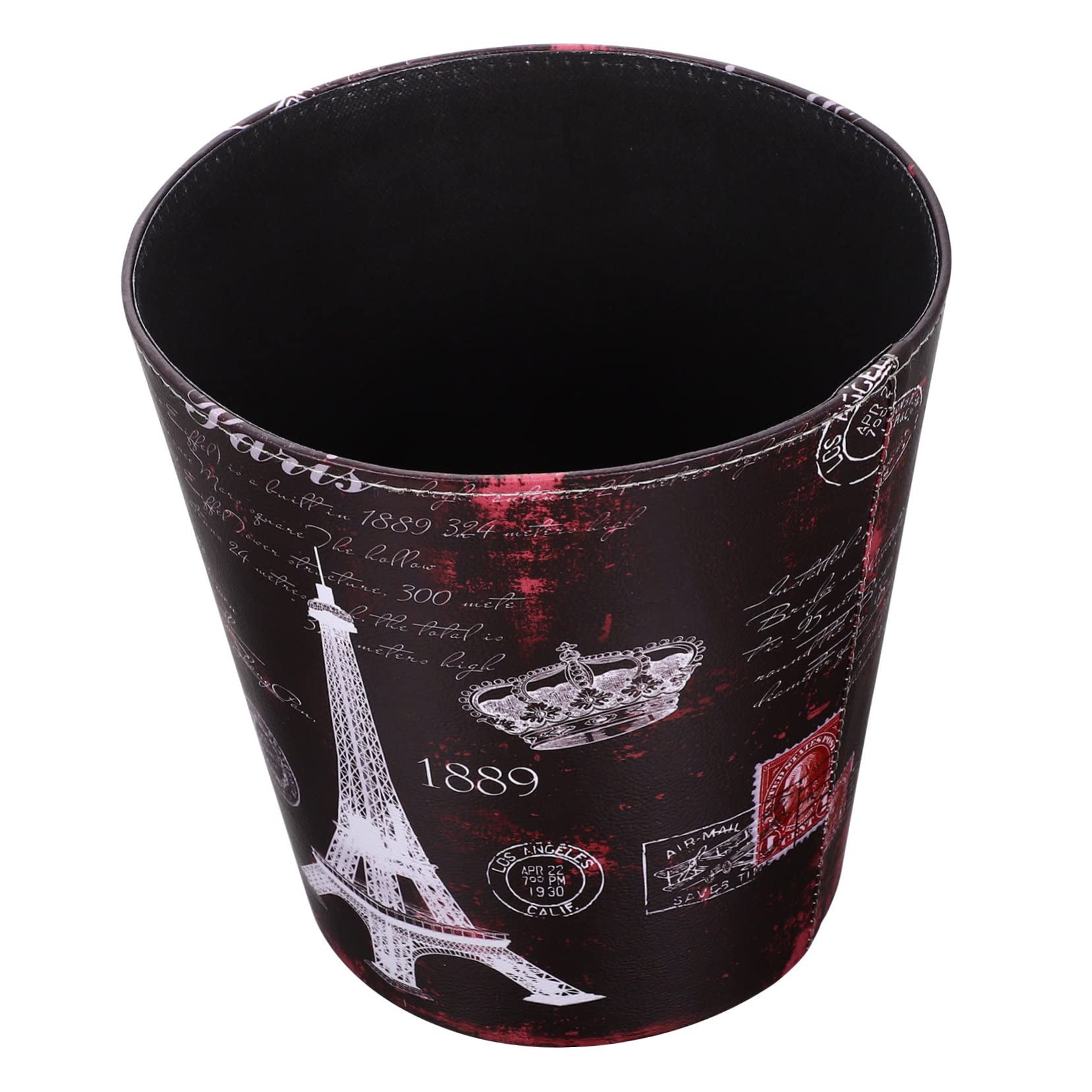 WHAMVOX Garbage Can Waste Paper Basket Metal Trash Can with Lid Decorative Trash Can Rubbish Bin 13 Gallon Trash Can Out The Office Decor Household Trash Can Eiffel Tower Desk Leather