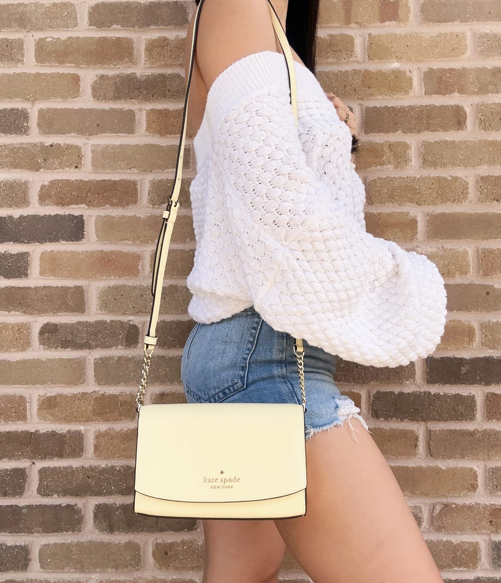 Kate Spade Staci Small Flap Chain Crossbody Lemon Fond Yellow