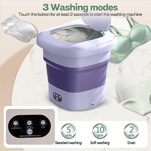 EUUZU Small Portable Washing Machine, Mini Washer 9L High Capacity with 3 Modes Deep Cleaning, Foldable Washing Machine Ultrasonic Turbine for Apartments, Dorms and Travel