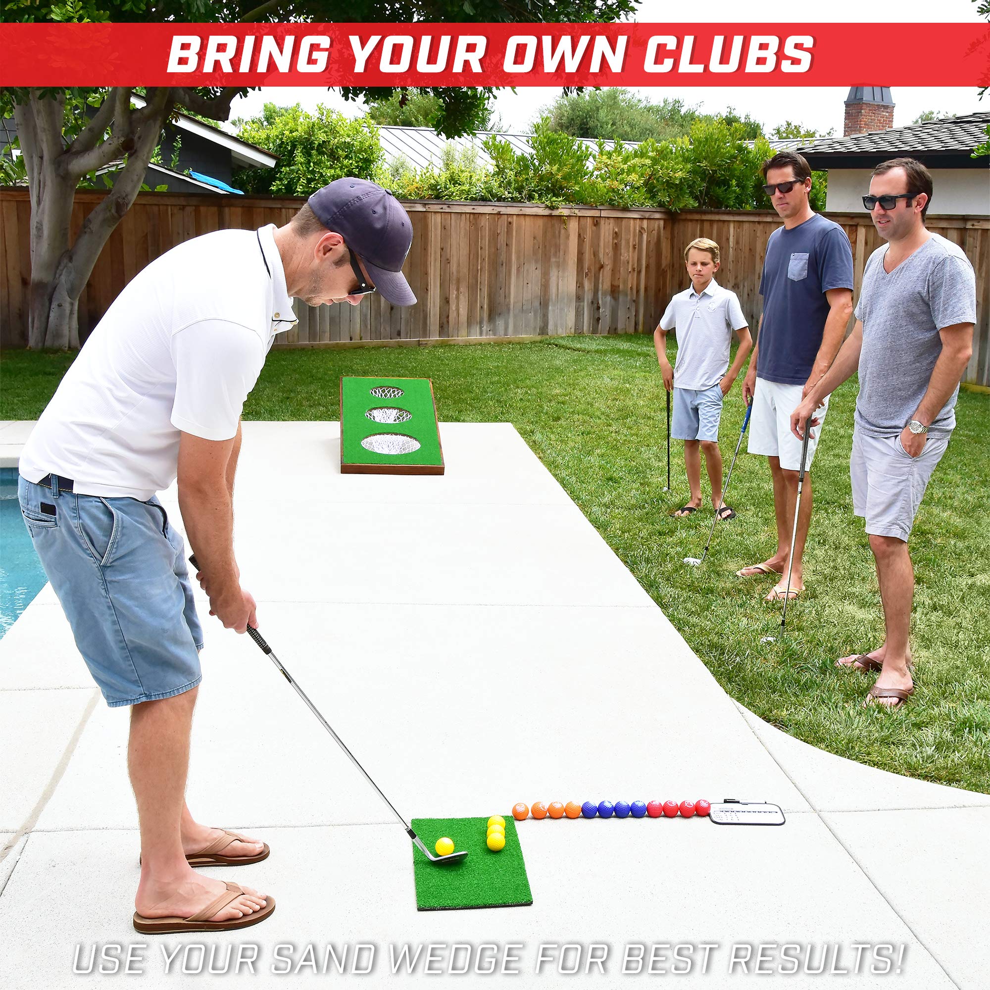 GoSports BattleChip PRO Golf Cornhole Game - Includes 4 ft x 2 ft Chipping Target, 16 Foam Balls, Hitting Mat, and Scorecard