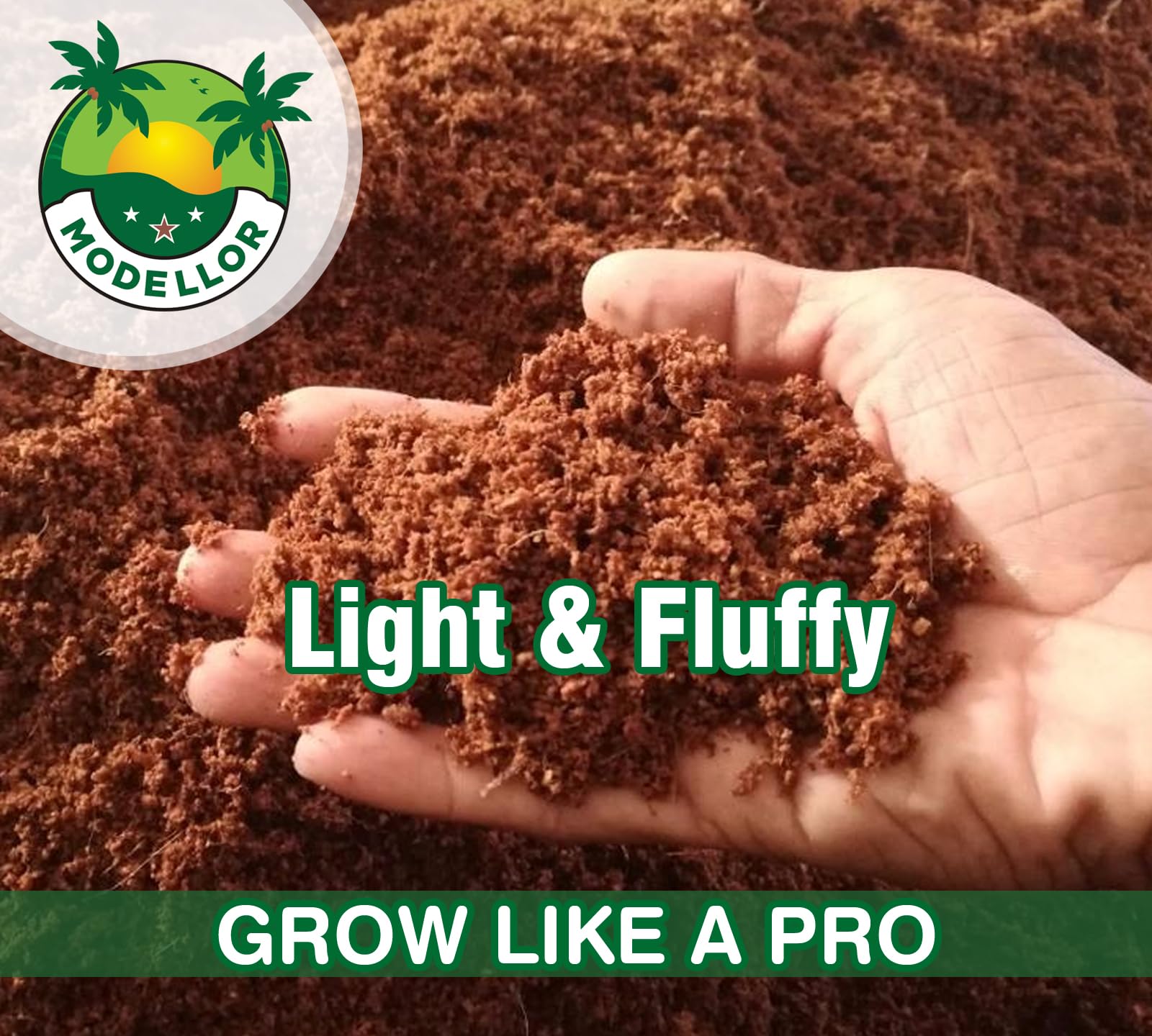 MODELLOR Premium Coco Coir Brick 10 lb., yields 18 to 20 gallons of Coir, Organic, Super Washed, Seed Starter, pH Balanced, Gardening, Indoor, Outdoor use.