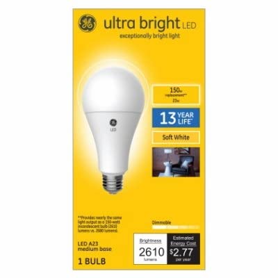 GE Lighting 93121637 LED Ultra Bright Light Bulb, 23-Watts, Medium Base, Soft White - Quantity 1