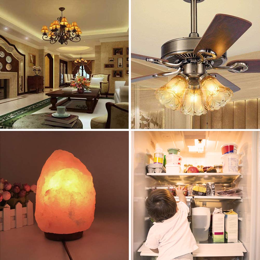 E12 LED Bulb 3W E12 Candelabra Bulbs Equivalent to Halogen Bulb 25W 120V Warm White 3000K C7 Bulb Candle Base for Chandeliers, Ceiling Fan, Dryer Drum, Himalayan Salt Lamps, Refrigerator (2-Pack)