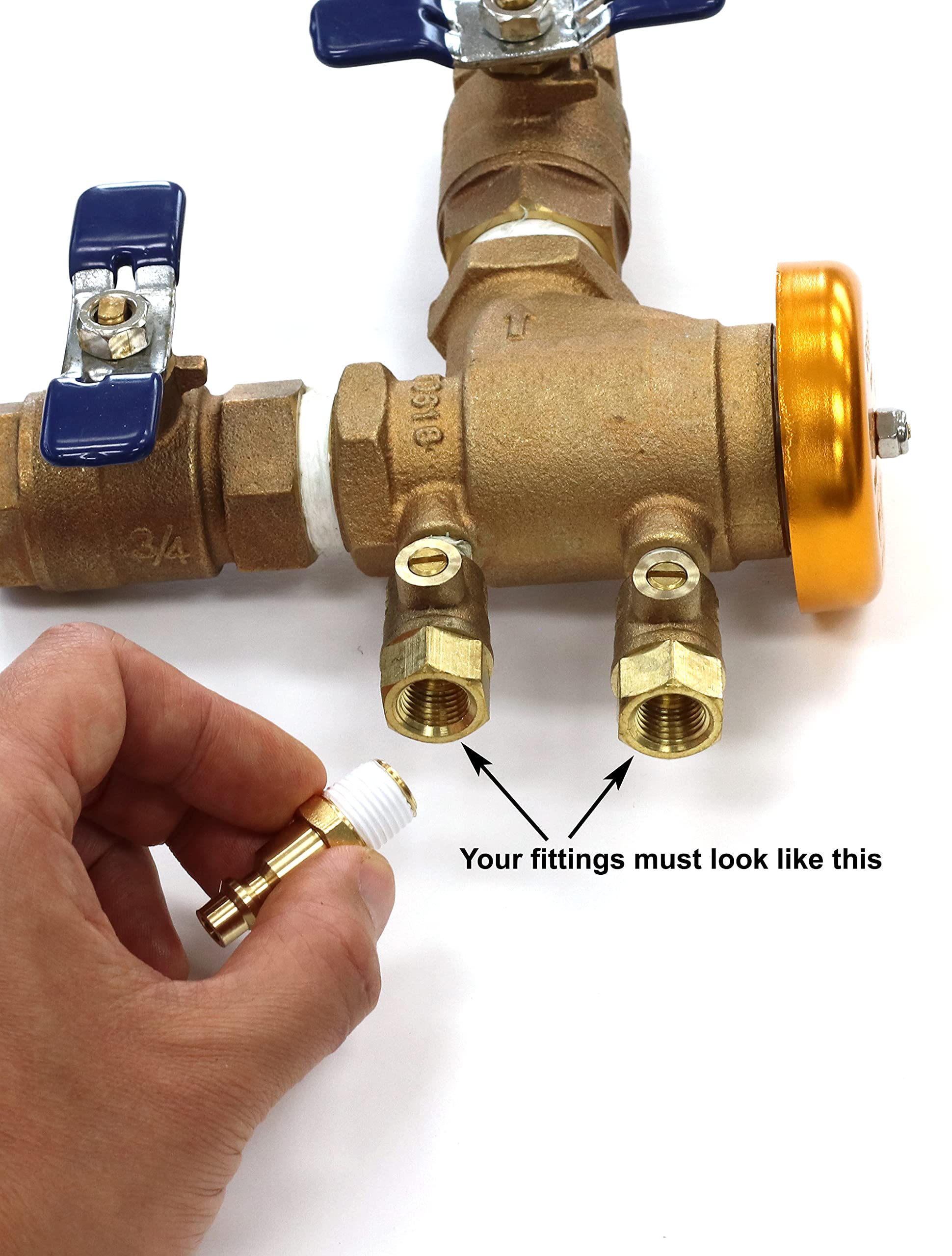 Industrial Style Plug to Male NPT Fittings | Adapters to Winterize Blow out Backflow Preventer and Pressure Vacuum Breaker (PVB) for Sprinkler Systems (Solid Lead-Free Brass)