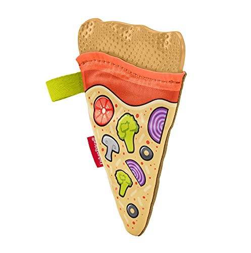 Fisher-Price Pretend Food Baby Toy Pizza Teether BPA-Free Silicone for Newborn Fine Motor & Sensory Play
