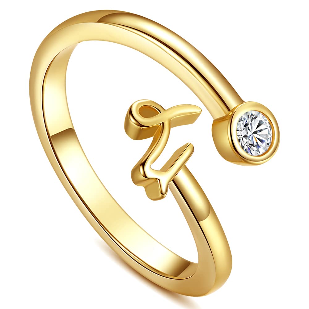 FLYUN Zodiac Rings Virgo Aries Scorpio Ring Minimalist Gold 12 Constellation Ring Cubic Zirconia Adjustable Ring Birthday Gifts for Women (8-Scorpio Ring-Silver)