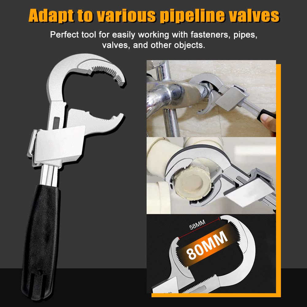 LHCDQSKCW Universal Adjustable Double-ended Wrench, Multifunctional Bathroom Wrench, Crescent Wrench for Disassembly & Assembly Sets, Hand Tool for Water Pipe Repair & Home Accessories