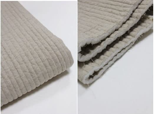 Soft Double Sided Bio Washing Linen Quilted Fabric by The Yard Solid 51" Wide BH (Linen 12mm) Half-Finished Product Made in South Korea