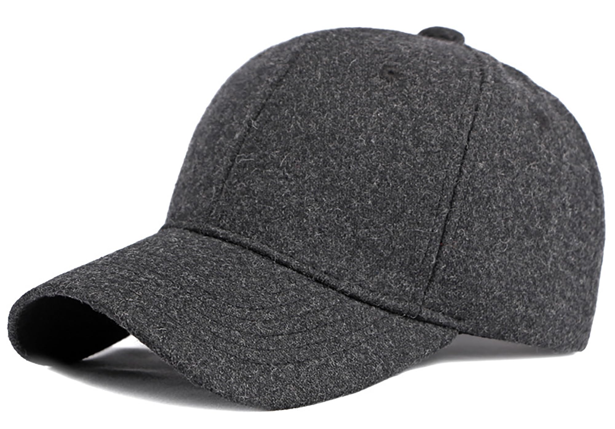 FGSS Mens Winter-Woolen Baseball-Cap with Earflaps - Adjustable Warm Dad Cap for Cold Weather (56-60CM) Black
