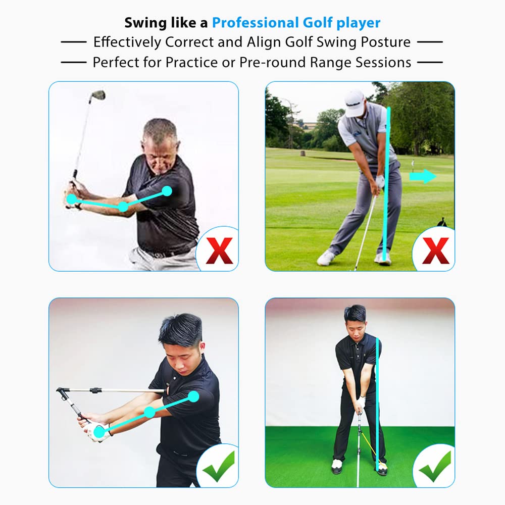 Golf Swing Trainer Portable Golf Training Aid Adjustable to Improve Hinge, Forearm Rotation, Shoulder Turn – Lightweight, Durable Golf Speed Strength with Rope to Strength Flexibility