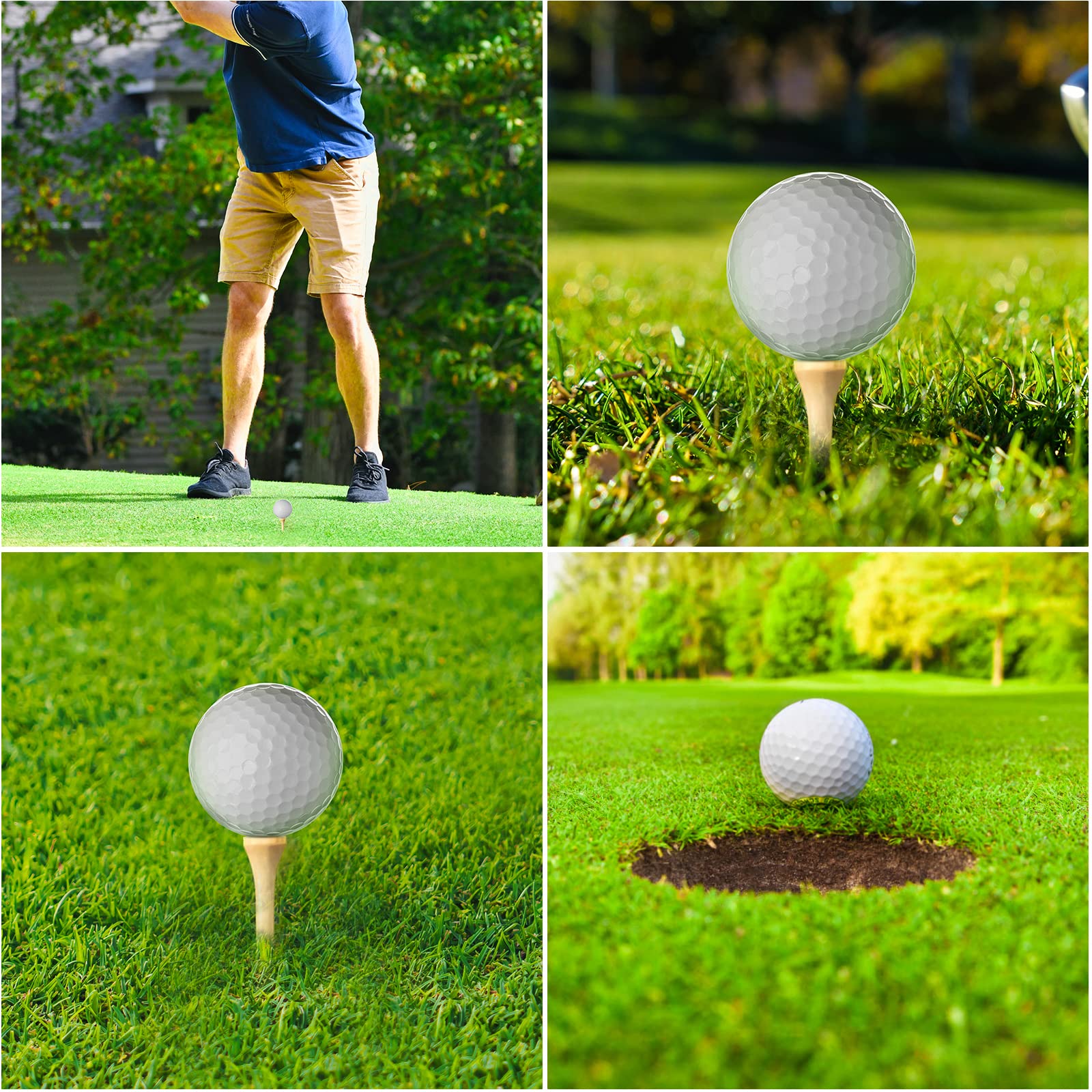 Golf Tees 3 1/4 & 2-1/8 Long Wood Golf Tees Professional Natural Golf Tee for Driver/Iron/Hybrid, Pack of 50, Reduce Friction & Side Spin