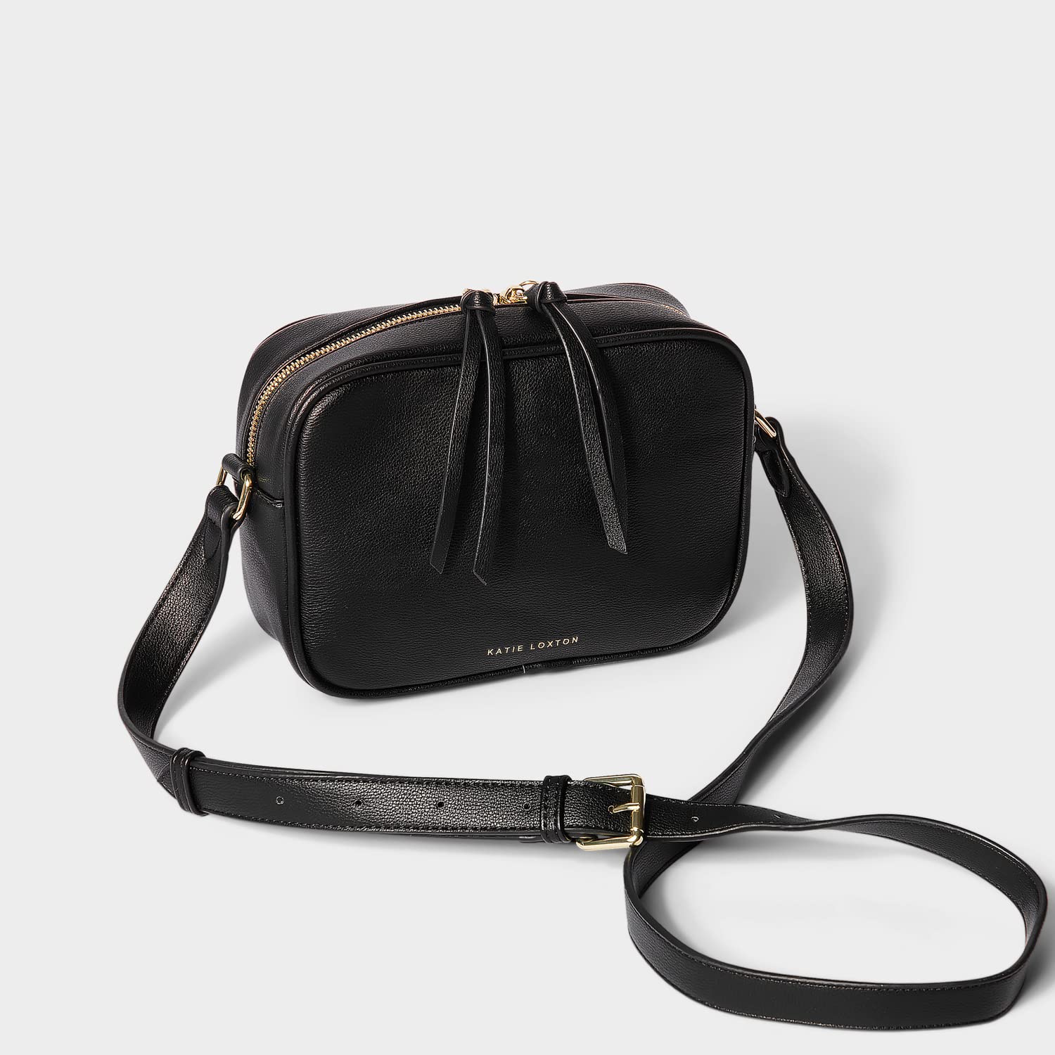 KATIE LOXTON Isla Womens Small Vegan Leather Adjustable Strap Convertible Crossbody Clutch Handbag Purse Black