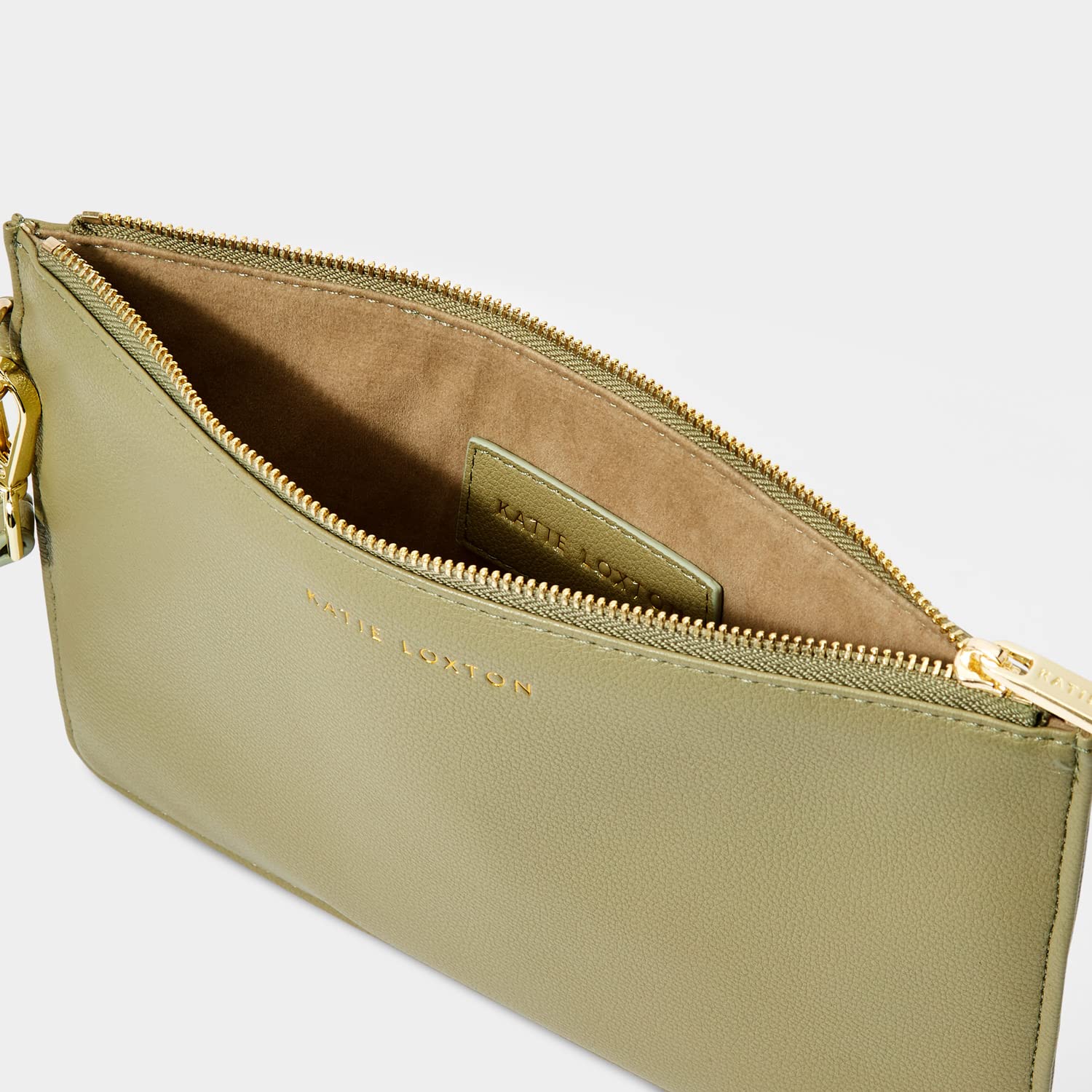 KATIE LOXTON Zana Womens Medium Vegan Leather Clutch Purse Wristlet Pouch Olive Green