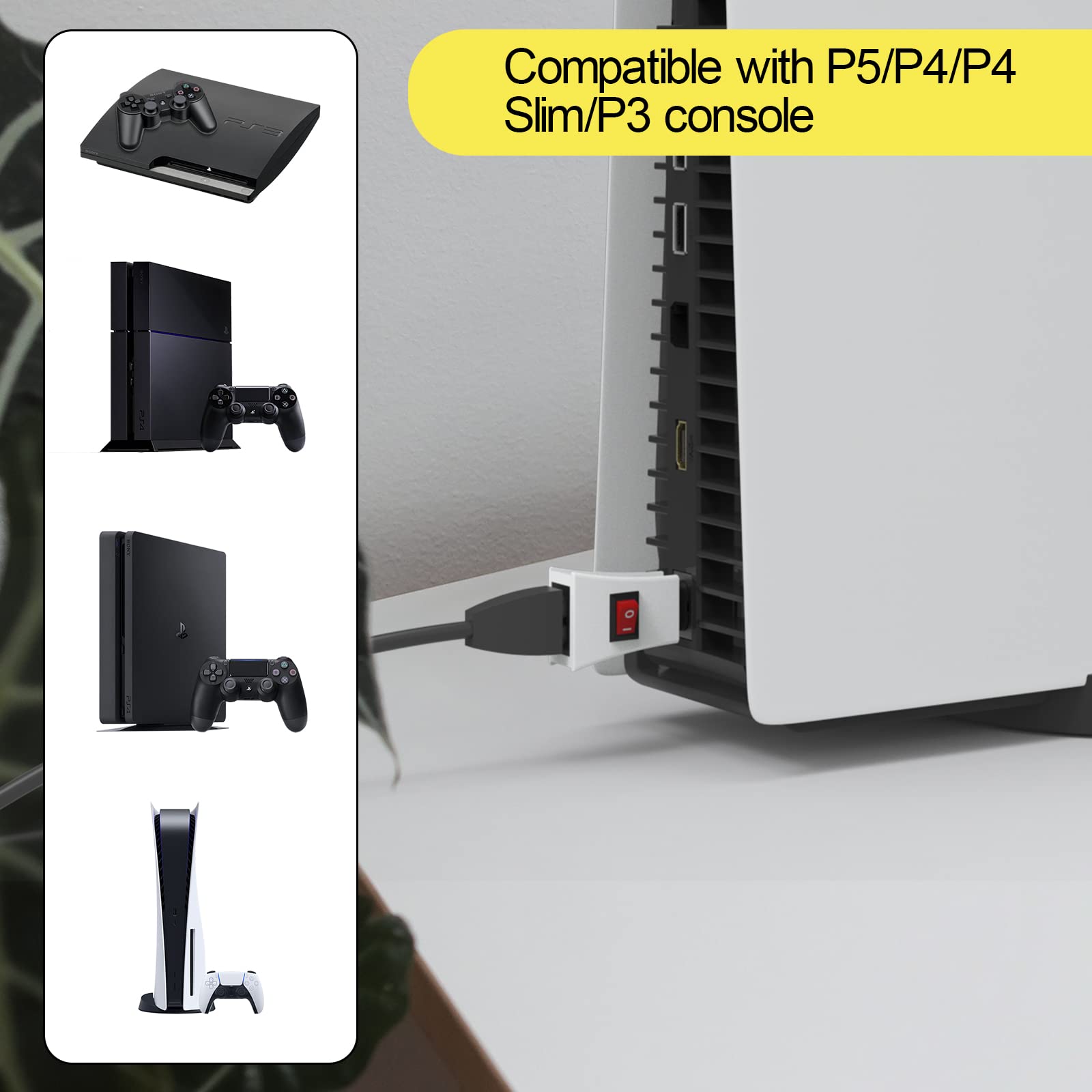JOYTORN Power ON/OFF Protect Switch Adapter for PS5/PS4/PS4 Slim/PS3/Xbox Series X Console