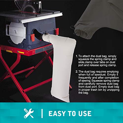 LANMU Table Saw Dust Collector Bag Compatible with Bosch/Dewalt/Ryobi/Craftsman/RIGID/Delta/Porter Cable/Makita/Metabo/Kobalt/Skilsaw 10" Tablesaws with 2.5" Dust Port