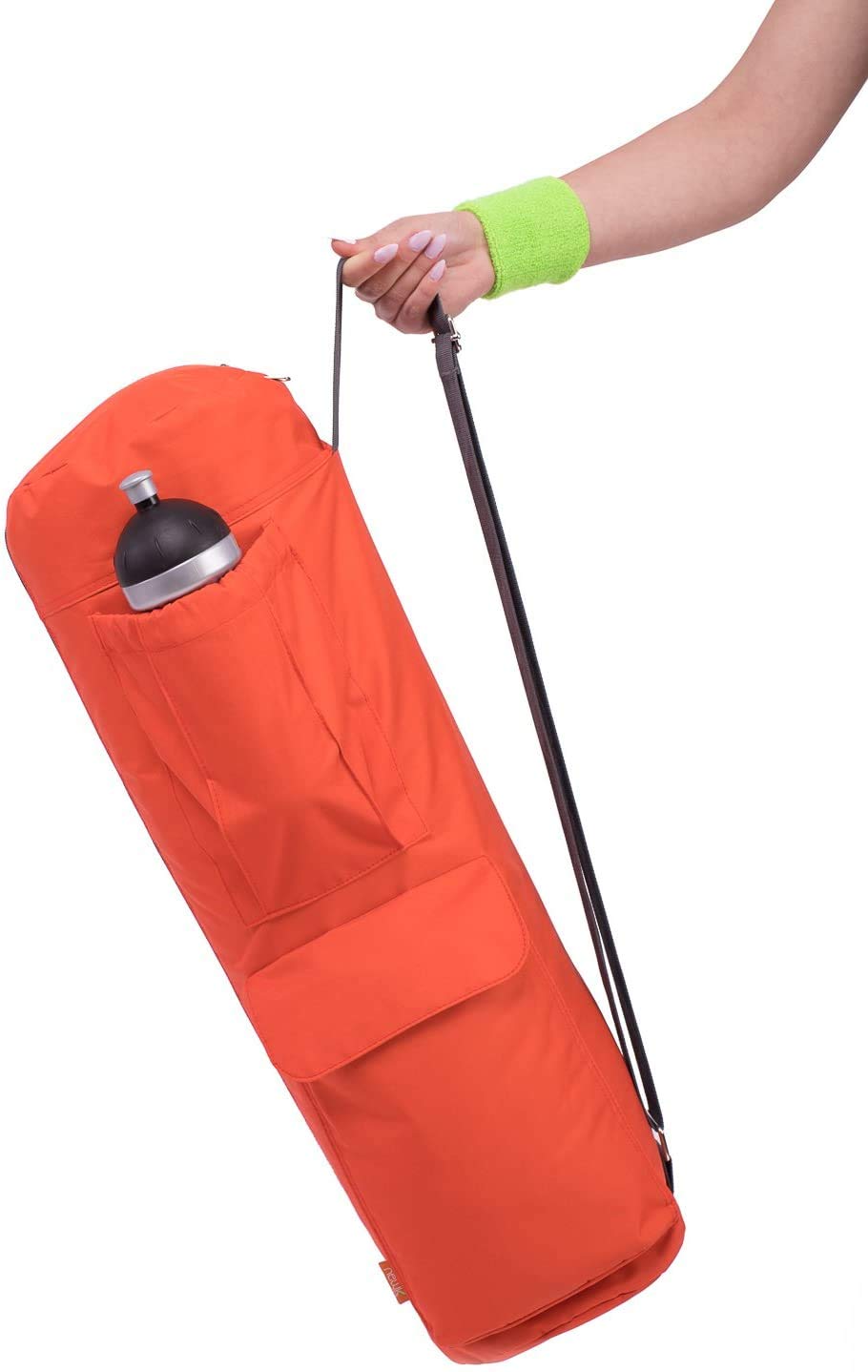 GEAR DISTRICT Full Zip Yoga Bag Carrier with Expandable Pockets and Water Bottle Holder– Fits Most Yoga Mats