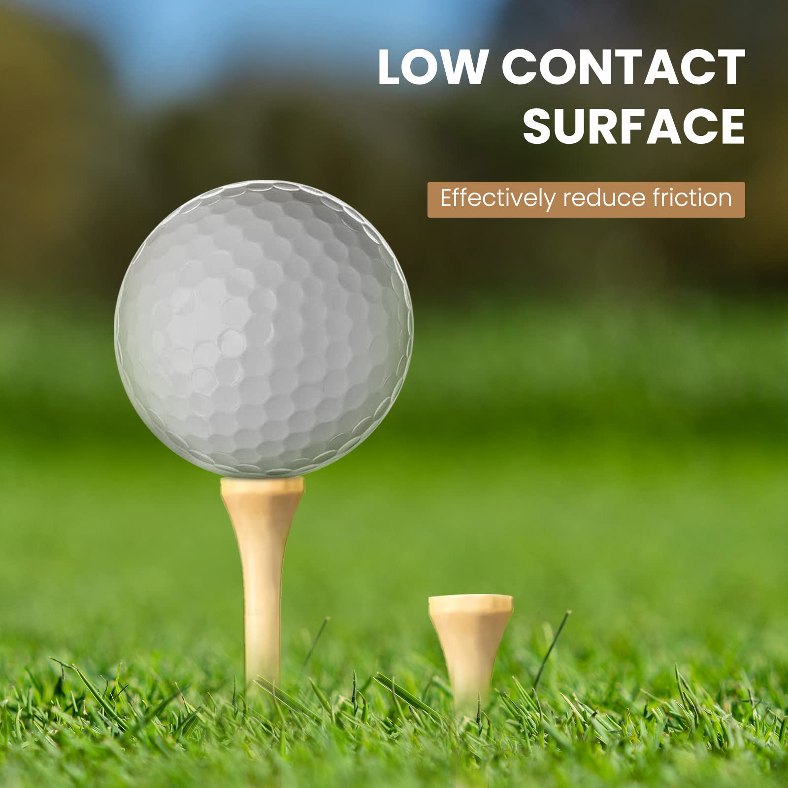 Golf Tees,50 Pack Professional Wood Golf Tees with 3-1/4" Long Golf Tees and 2-1/8" Short Golf Tees,Low Friction and Side Spin for Golfing Practice, Sports Tournaments