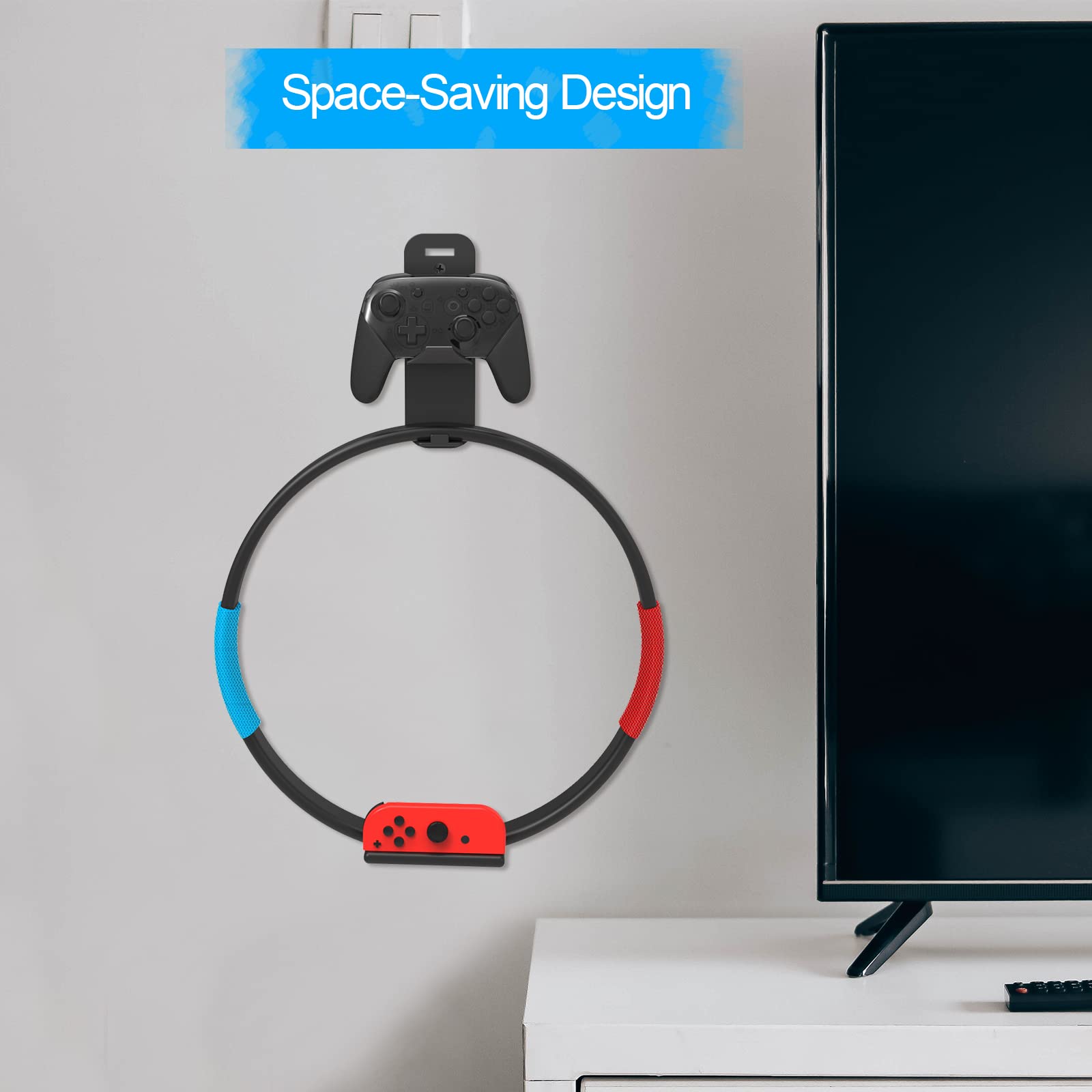 JOYTORN Wall Mount Hanger for Nintendo Switch Ring Fit Ring-Con,Pro Controller,PS5/PS4/PS3/Xbox Series S/X/Xbox 360/Xbox One/S/X/Elite Controller or Headset-Black