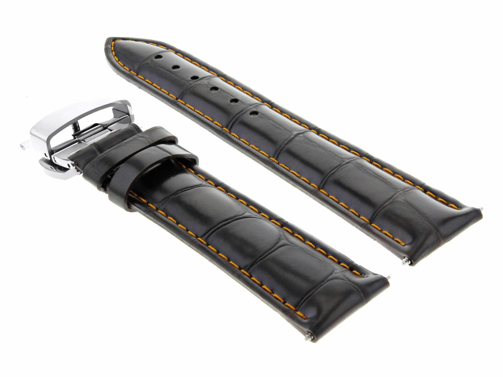 Ewatchparts 19MM LEATHER STRAP BAND DEPLOYMENT CLASP COMPATIBLE WITH IWC PORTUGUESE WATCH DARK BROWN OS