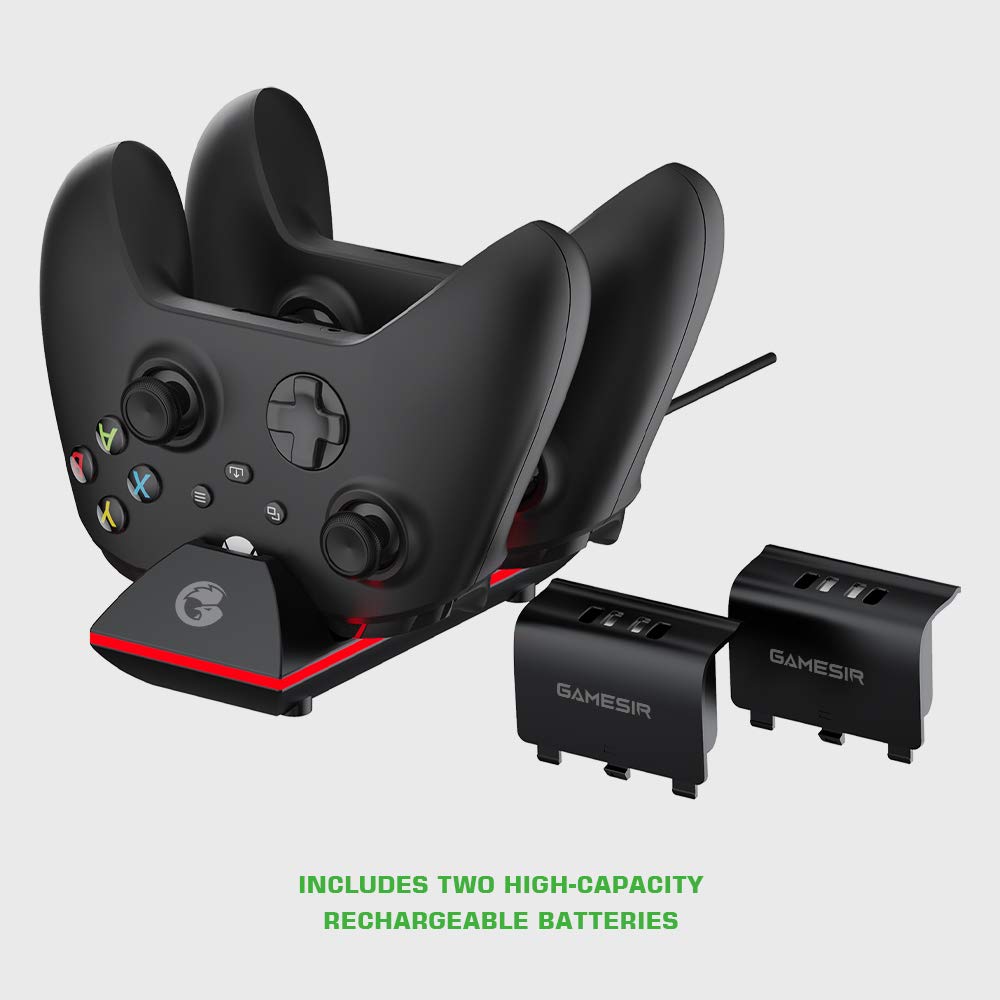 GameSir Dual Charging Dock Charger Station for Xbox Series X/S Controller, Controller Charger with 2 X 600mAh Rechargeable Battery-Black