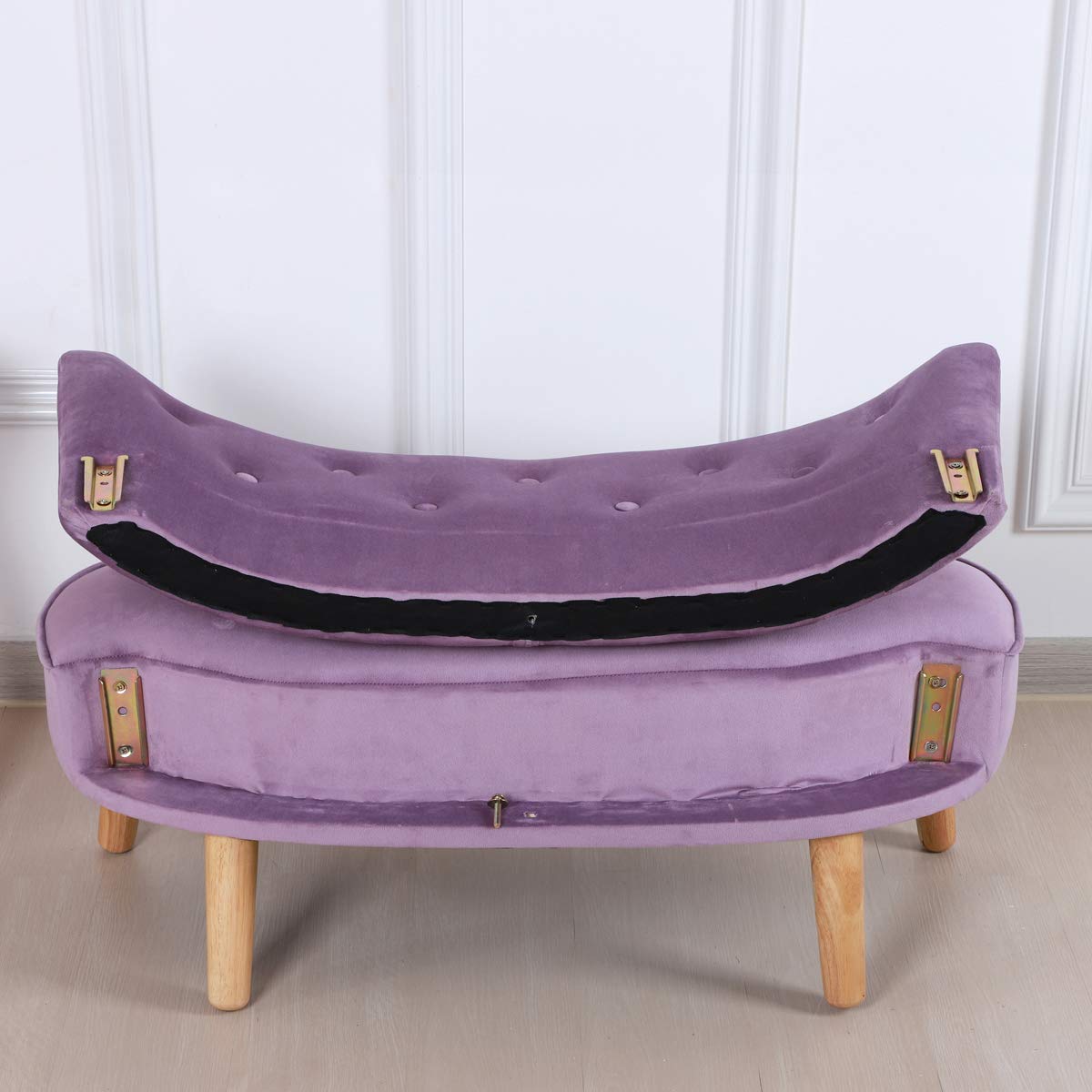 Yoonnie room 2-Seat Kid Sofa Couch with Velvet Fabric,Kid Sofa Chair with Wooden Frame for 3-6 Age Children Gift,35.6" Length, Purple
