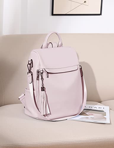 Telena Backpack Purse for Women, PU Leather Anti Theft Travel Backpack Purse Shoulder Bags with Tassel Pure Pink