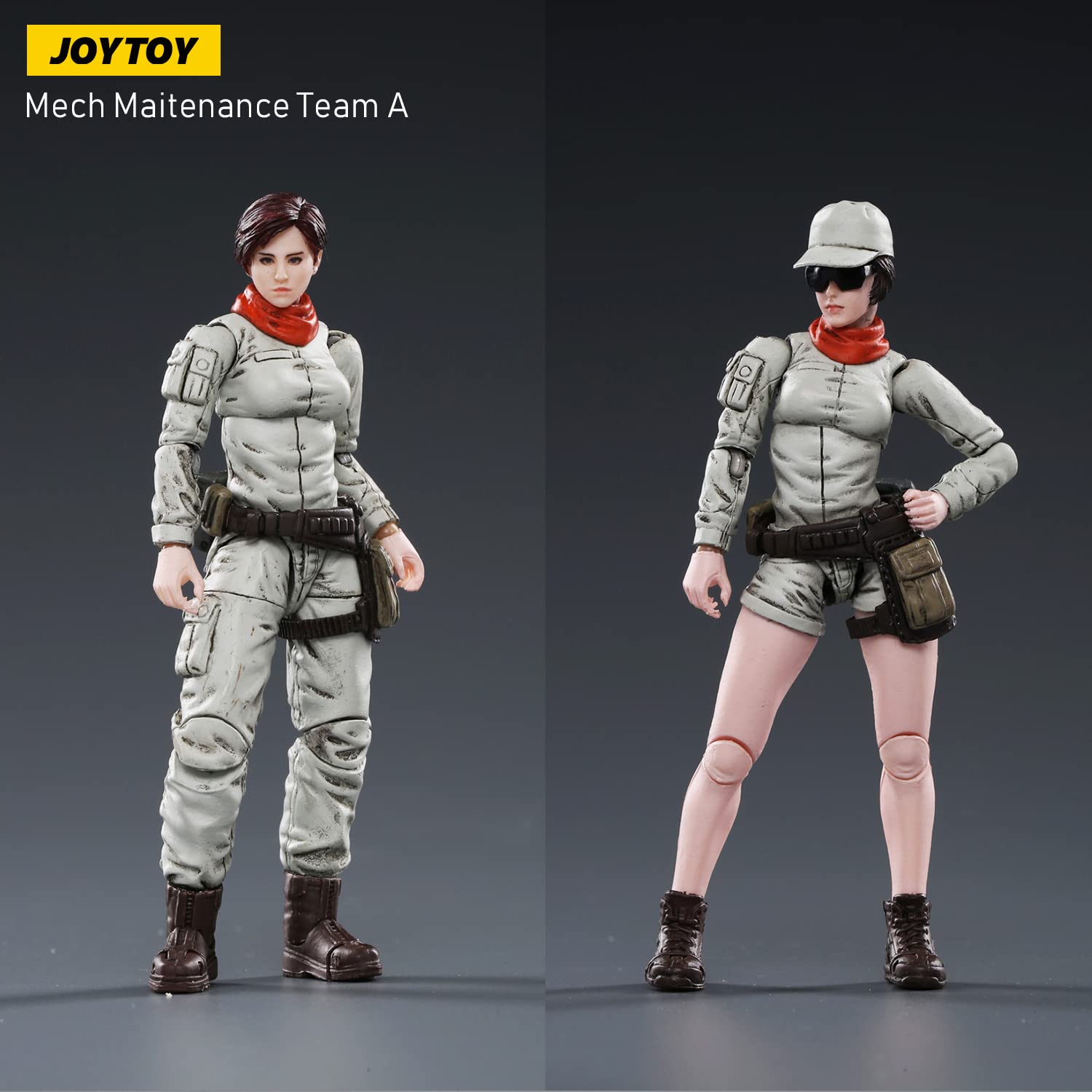 JOYTOY 1/18 Action Figures Dark Source Mecha 4in Mech Maintenance Team Soldier Figure Military Model Collection Toys Set of 6(Team A)