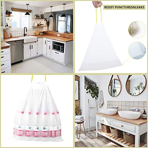 Trash Bags 4 Gallon Drawstring Bathroom 5 Gallon Garbage Bags Small White Ultra Strong Trash Bin Liners 5-7 Gallon for Bathroom Kitchens Office (5-7 GAL 90 Count)